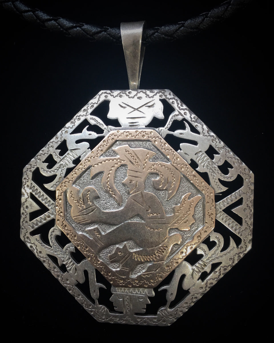 Vintage Guatemala Mayan Silver & Gold Brooch & Pendant – BLACK EAGLE ...